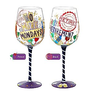 NymphFable Hand-painted Retirement Wine Glass Personalised Gift for Friend Family 15oz (Multi-Retirement)