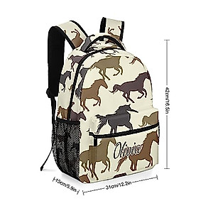 XIUCOO Animal Running Horse Backpack Personalized Name Waterproof Travel Bag for Boys Girls Gift