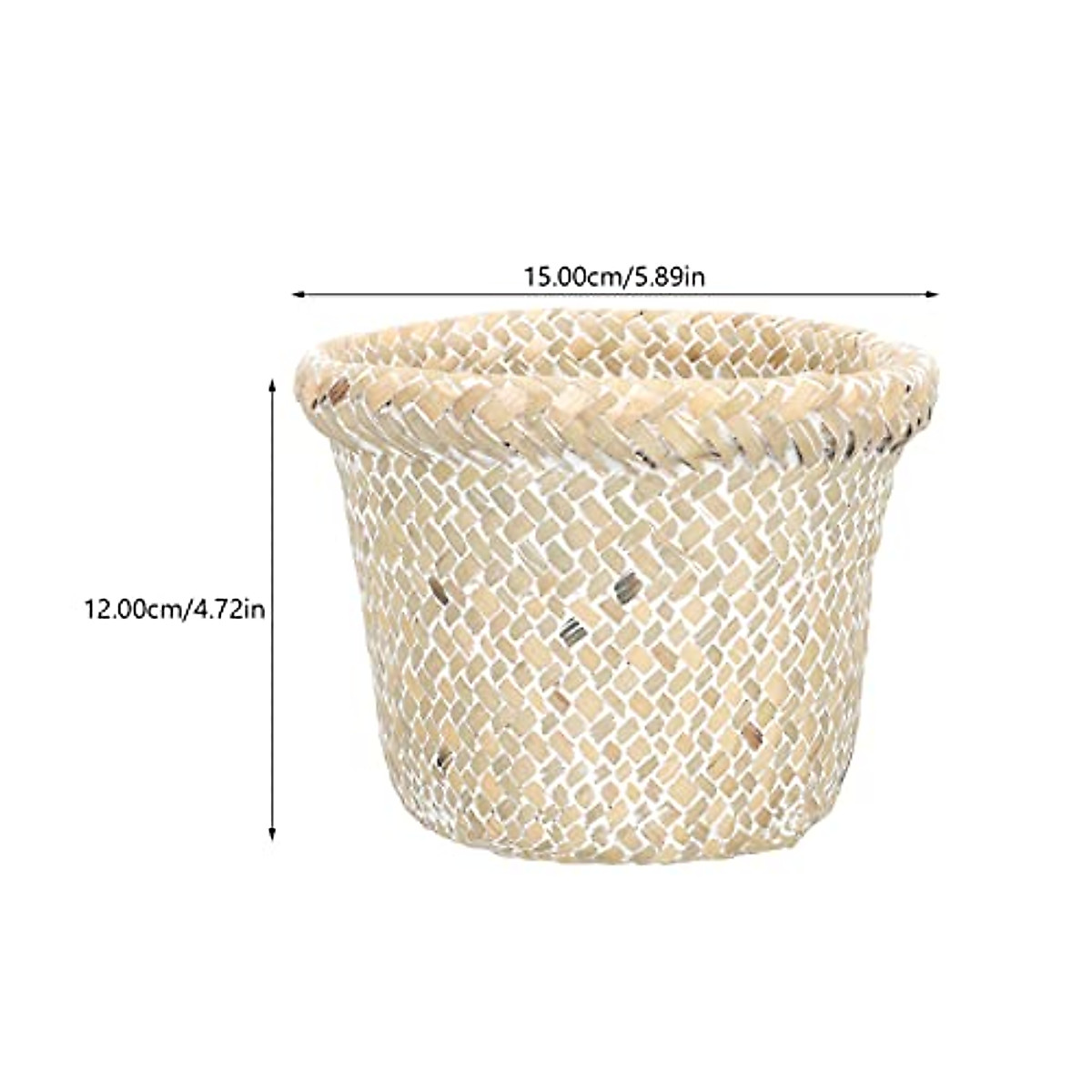 Zerodeko 2pcs Woven Waste Basket Seagrass Wicker Storage Organizer Basket Small Trash Can Desktop Trash Can Garbage Can Laundry Hamper Basket