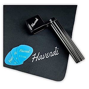 HAVENDI® Premium string winder with 3 picks and guitar cleaning cloth | string spindle for faster string changing. Acoustic guitar, acoustic guitar, classical guitar and electric guitar.