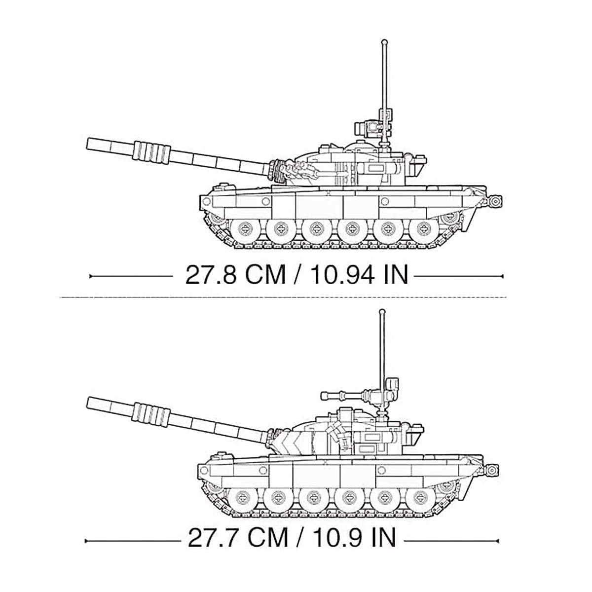 DAHONPA T-72B3 Main Battle Tank Army Building Block(770 PCS),WW2 Military Historical Collection Model with 3 Soldier Figures,Toys Gifts for Kid and Adult.