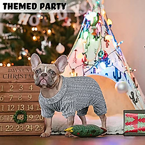 2 Pcs Dog Sweaters Knitted Puppy Pajamas Cat Sweater Pullover for Dogs Thermal Doggie Winter Clothes Christmas Holiday Knitwear Pet Apparel for Small Medium Dogs Puppies, Pink and Grey (Large)