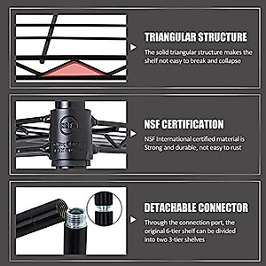 NChanmar 6-Tier Wire Shelving Unit Storage Shelves Metal Shelves 60"x23"x13" Heavy Duty Metal Storage Rack Wire Rack NSF Height Adjustable for Home Kitchen Bathroom Garage Shelving(Black)