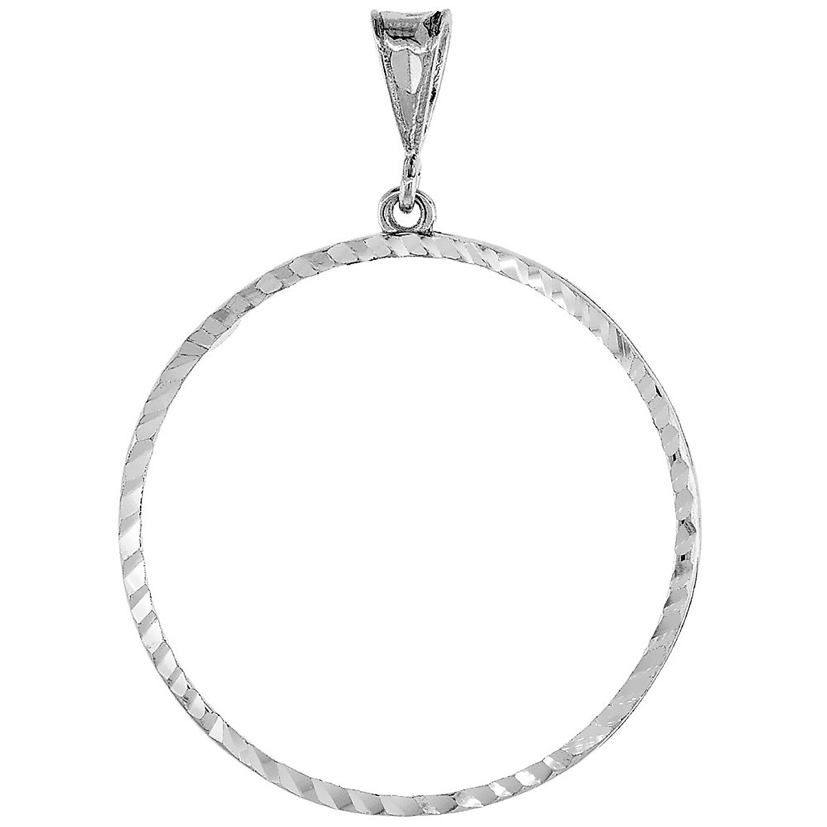 Sterling Silver Dollar Bezel 38 mm Coins Prong Back Diamond Cut Mexican Olympic One Dollar Coin NOT Included