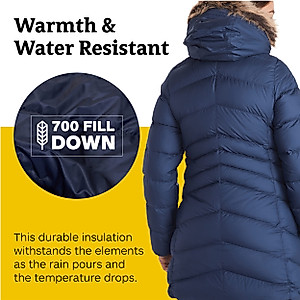 MARMOT Women's Montreal Mid-Thigh Length Down Puffer Coat, Arctic Navy, Large