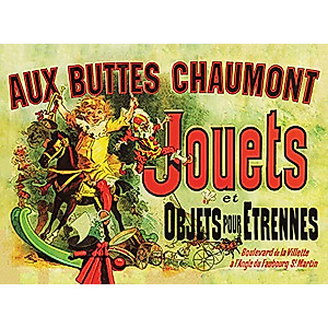 PalaceLearning Jouets Poster (as seen in Monica's Apartment on Friends) - Aux Buttes Chaumont Jouets by Jules Cheret 1885 - Vintage Art Print (Laminated, 18" x 24")
