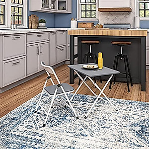 COSCO Kid's 2-Piece Table & Chair Activity Set, Gray & White, Pinch-Free Design, Easy to Clean, Multi-Purpose, No Assembly Required, Portable, for Snacking, Homework, & Games, Gray