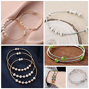 Oubaka 40Pcs Guitar String Bracelets for Women,Stainless Steel Coil Bracelets String Guitar String Spring Bracelets (Gold K,White K)