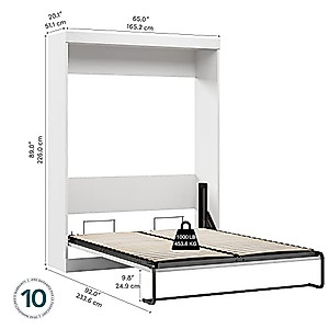 Bestar Edge Space-Saving Wall Bed for Guest Room or Multipurpose Home Office, Queen, White
