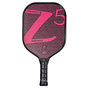 ONIX Graphite Z5 Pickleball Paddle (Graphite Carbon Fiber Face with Rough Texture Surface, Cushion Comfort Grip and Nomex Honeycomb Core for Touch, Control, and Power), Pink