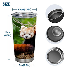 ZAQERFZ 20 Oz Insulated Tumblers Travel Mug With Lid Red Panda Stainless Steel Double Wall Vacuum Coffee Cup Gifts For Men Women Boys Girls
