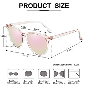 Myiaur Polarized Sunglasses for Women, Square Mirrored Trendy Shades with UV Protection Reduce Glare Sun Glasses