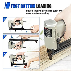 Woodpecker N7116S Pneumatic Continuous Firing Upholstery Stapler, 22 Gauge 71 Series 3/8-inch Crown Staple Gun Fits 3/16-inch to 5/8-inch Length Staples