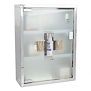 Home Basics MC35180 Medicine Cabinet, 12'' x 16'' x 4.75'' (35 x 40.6 x 12 cm), Silver