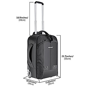 Neewer 2-in-1 Convertible Wheeled Camera Backpack Luggage Trolley Case with Double Bar, Anti-Shock Detachable Padded Compartment for SLR/DSLR Cameras, Tripod, Lens and Other Accessories (Black/Red)