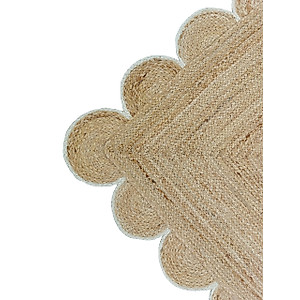 Weaving Village Scalloped Natural Jute Area Rug, Colored Trim
