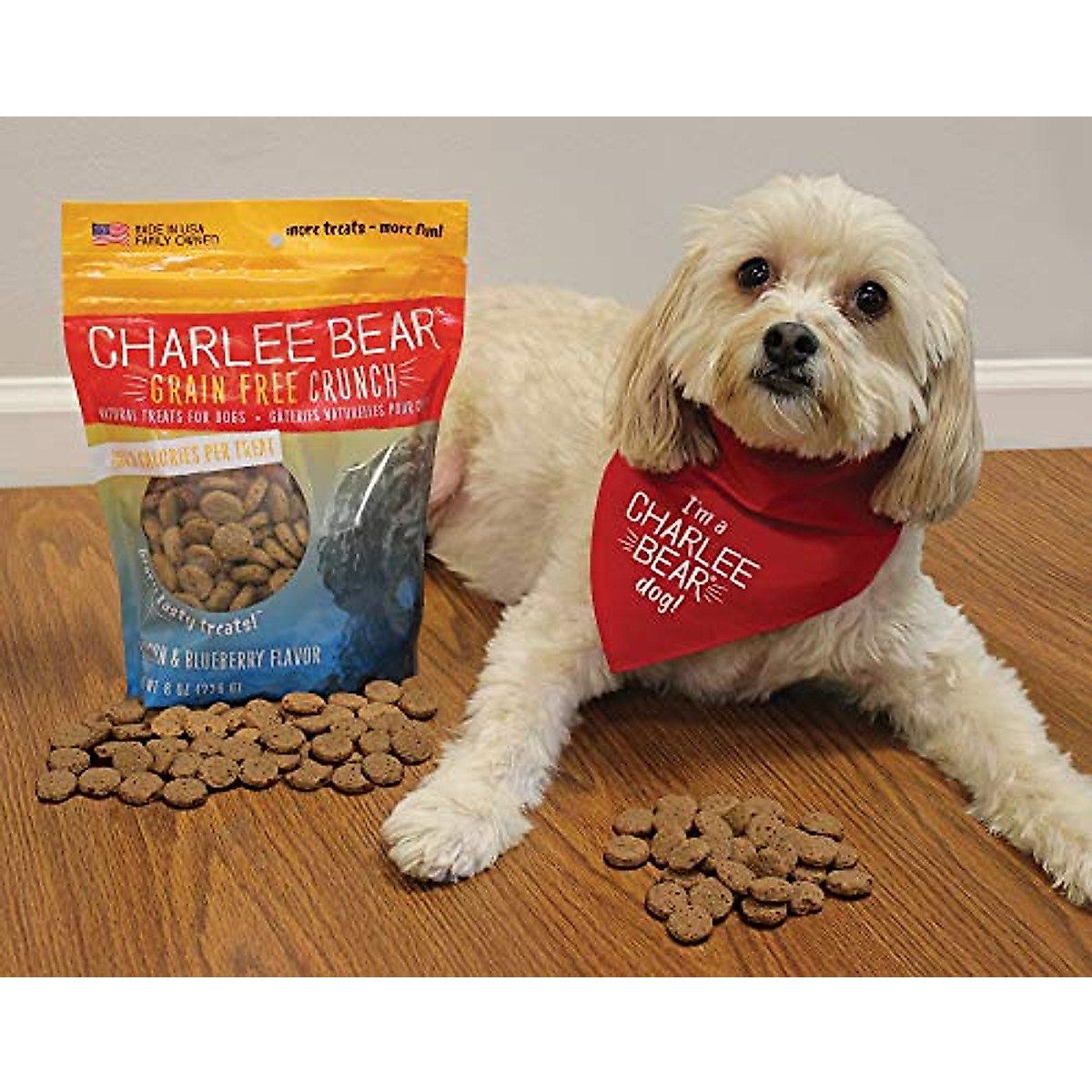 Charlee Bear Grain Free Crunch Dog Treats, Bacon & Blueberry Flavor, 8 oz