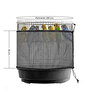 oenbopo Bird Cage Mesh Universal Birdcage Cover Bird Seed Guard Catcher Adjustable Drawstring Bird Cage Skirt Mesh Net Cover