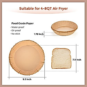 Air Fryer Disposable Paper Liner-300PCS Reusable Air Fryer Liners,Round Air Fryer Parchment Paper, Non-Stick Food Grade Parchment Paper Sheets for Air Fryer,Baking,Cooking 7.9Inch