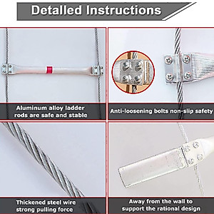 Emergency Escape Safety Ladder,Wire Rope Ladder for High-Altitude Operations, Aluminum Alloy Fire Escape Outdoor Safety Rope Load Bearing Capacity(8M/26FT)