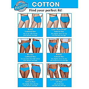 Fruit of the Loom Women's Eversoft Underwear, Tag Free & Breathable, Available in Plus Size, Brief-Cotton-6 Pack-Black, 7