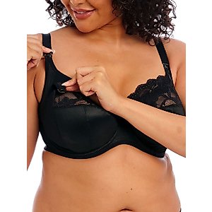 Elomi Molly Stretch Lace Underwire Nursing Bra (4542),40K,Black