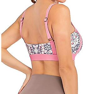 Chisportate Women's Sports Bra Medium Impact Padded Bra Comfort Yoga Bra Workout Tops for Running Gym Activewear