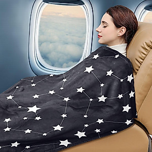 Shing Stars Travel Blanket Pillow for Long Plane Flight Soft Airplane Blanket with Soft Bag Pillowcase Travel Essentials for Home Office Camping Adults Car Train Bus