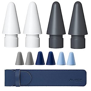 Pencil Tips Compatible with Apple Pencil 1st & 2nd Generation, Replacement Tips (4 Pack) and Nibs Protector Cover (4 Pack) for iPad Pro Pen