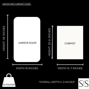 sower and seed Farmhouse Black Medicine Cabinet with Mirror, Black Recessed Medicine Cabinet or Surface Mount - 16" x 29", Black Bathroom Cabinet Mirror - Black Mirror Cabinet