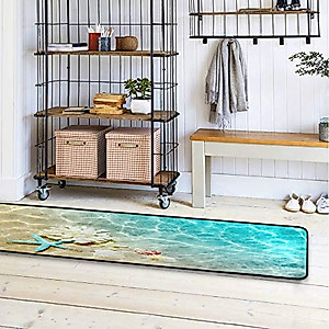 Beach Seashell Starfish Kitchen Rugs Non-Slip Soft Doormats Bath Carpet Floor Runner Area Rugs for Home Dining Living Room Bedroom 72" X 24"