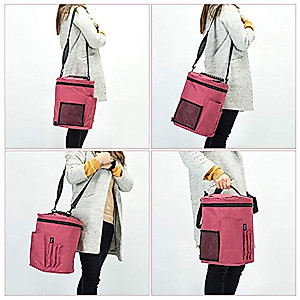 Little World Yarn Storage Bag, Knitting Organizer Tote for Protect Yarn and Prevent Tangling Knitting Accessories with Adjustable Strap for Mother's Day Gift (Large)