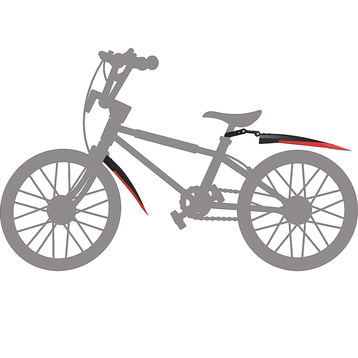 Silfrae Adjustable Standard 26 inch Mountain Bike Splash Guard Bike Fenders Set Front and Rear (Red)