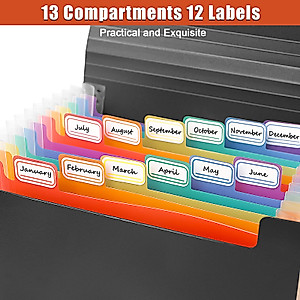 13 Pockets Coupon Receipt Organizer A6 Expanding File Folder, Small Accordian File Organizer for Storage Cards, Receipts, Coupons and Tickets-Black