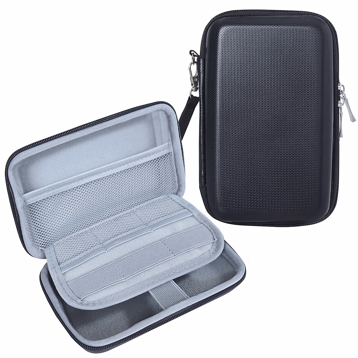 Wolfteeth 6.7" Smell Proof Travel Case, External Hard Drive Carrier, Portable Memory Card Storage Holder, Black (Empty)