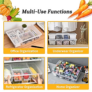 2 Pack Divided Serving Veggie Tray With Lid, 5 Compartment Snackle Box Container, Fruit Storage Containers for Fridge, Containers Stackable Produce Saver Snackle Box for Fruit,Vegetable,Salad,Meal