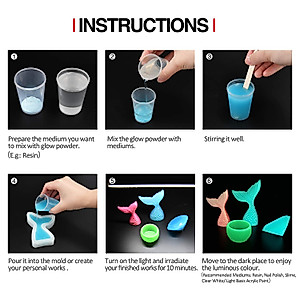 Wtrcsv Glow in The Dark Pigment Powder, 10 Color Epoxy Resin Luminous Powder Non-Toxic Safety Powder for Acrylic Paint, Slime, Nails, Resin, Concerts or DIY - 20g/0.7oz Each