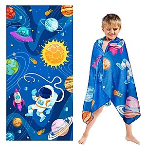 R HORSE Outer Space Beach Towel for Kids 30 x 60 inch Microfiber Pool Towel Absorbent Quick Dry Beach Towel Sand Free Blanket for Outer Space Party Supplies Bath Sport Travel Beach Swimming Camping