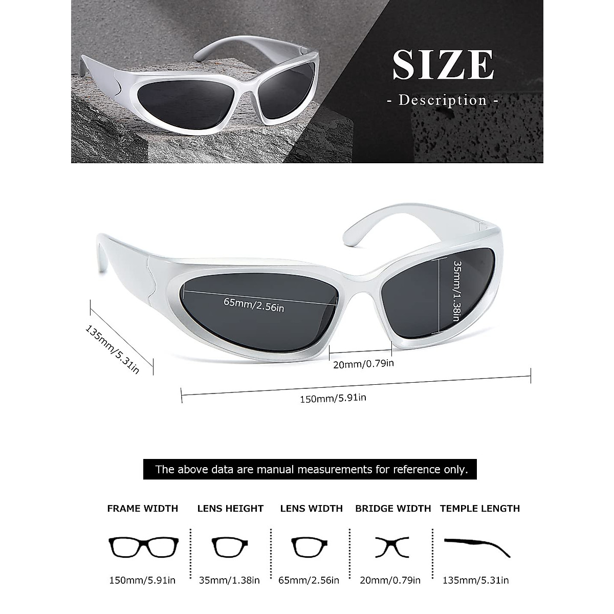 kimorn Y2K Wrap Around Polarized Sunglasses Womens men Swift Oval Fashion Sport Shades Sun Glasses K1273