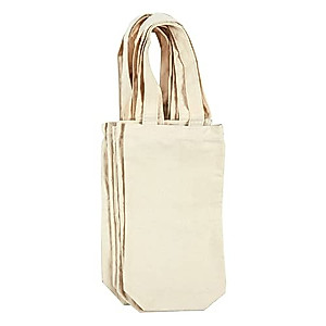 Canvas Wine Carrying Bags with Handles, Bottle Gift Totes (6 Pack)