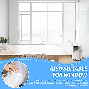 Dandat 2 Set Portable Ac Window Kit Window Seal for Portable Air Conditioner Adjustable Window Vent Kit with Drawstring and Adhesive Fastener for Dryer Hose Casement Window Door (75 to 91 Inches)