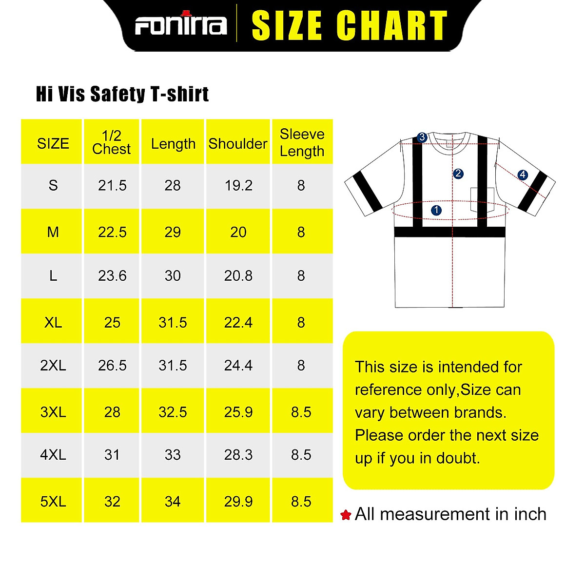 FONIRRA Safety Reflective High Visibility Shirt for Men ANSI Class 3 Hi Vis Construction Work Shirts with Short Sleeve(Black,L)