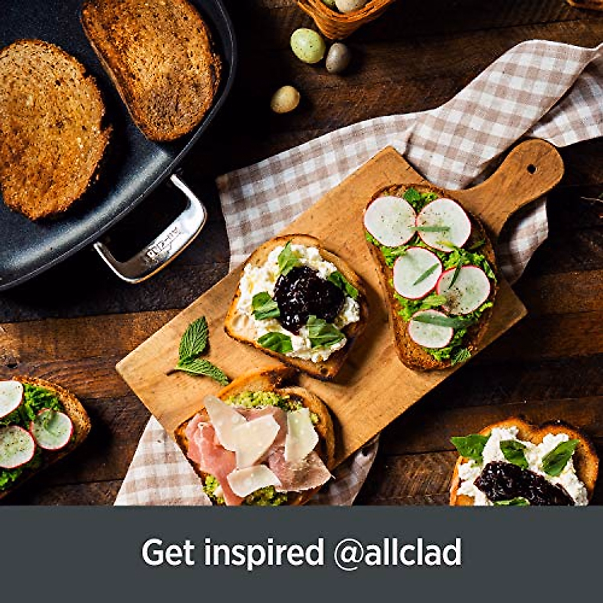 All-Clad Essentials Hard Anodized Nonstick Square Dutch Oven with Trivet 5 Quart Oven Safe 350F Pots and Pans, Cookware Black