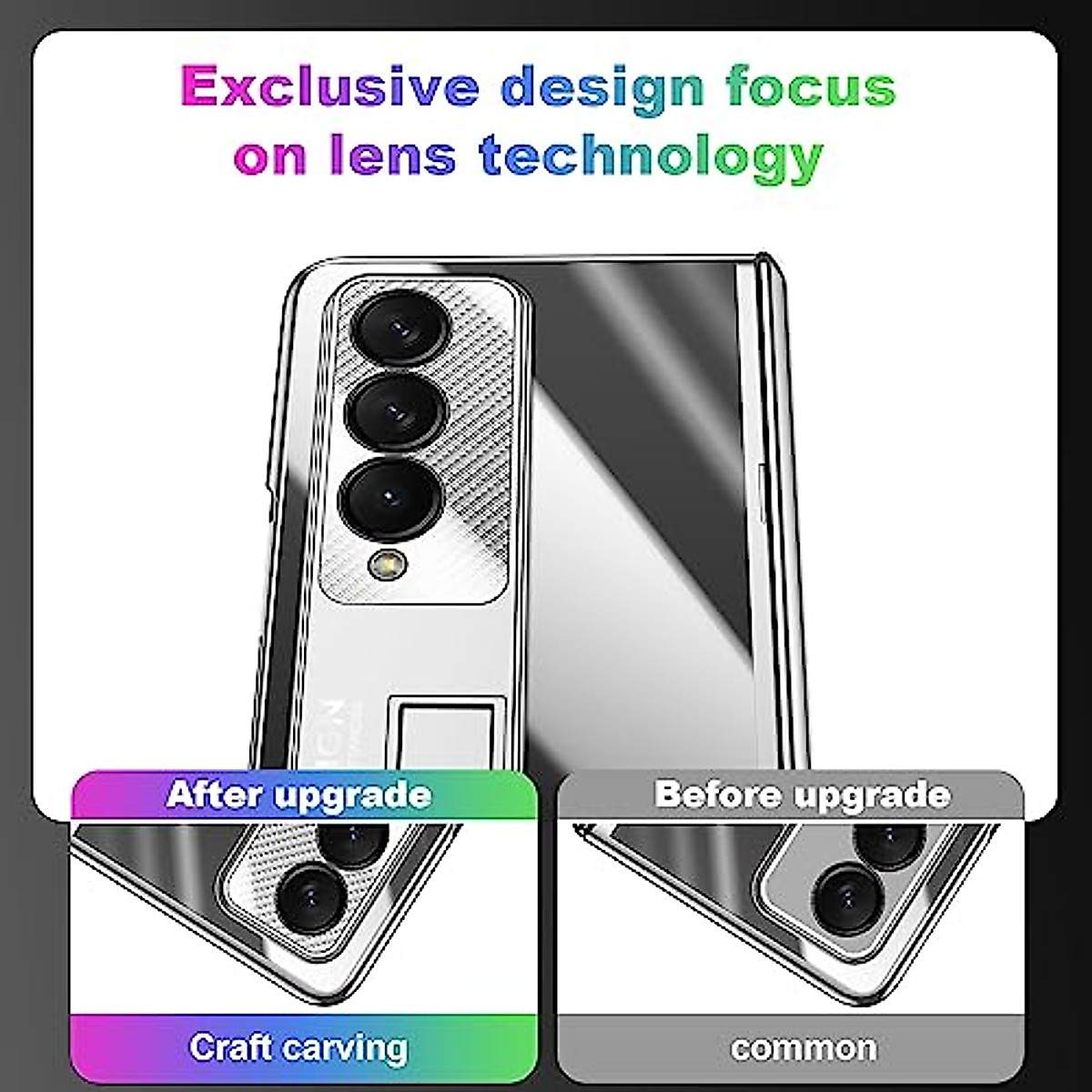 Kaiiecal for Samsung Galaxy Z Fold 4 Case: Sleek Clear Electroplated Stand Protective Phone Case- Anti-Scratches Elegant Luxury Cover for Galaxy Z Fold 4 5G