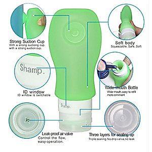 3oz Silicone Travel bottles - Travel Size Containers for Shampoo and Toiletries - Small Squeeze Bottle Set