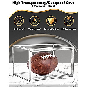 Football Display Case Full Size, Clear Acrylic Football Case Display Case with Magnetic Door and UV Protection, Professional Grade Stackable Football Display Box - 1 Pack