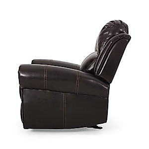 Christopher Knight Home Gavin Bonded Leather Gliding Recliner, Brown, 38.75D x 40.25W x 39.75H in