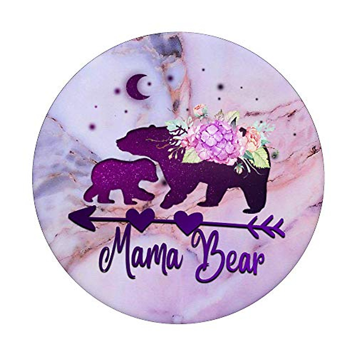 Purple Mama bear with one cub on Pink Blue Look PopSockets Swappable PopGrip