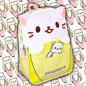 Crunchyroll Bananya Plush 3-D Cat Anime Cartoon 16" Backpack