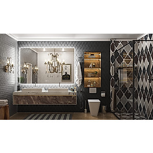 Keonjinn 60 x 40 Inch LED Vanity Mirror Backlit Mirror Bathroom Lighted Mirror Large Anti-Fog Wall Mounted Dimmable Makeup Mirror with Lights (Horizontal/Vertical)